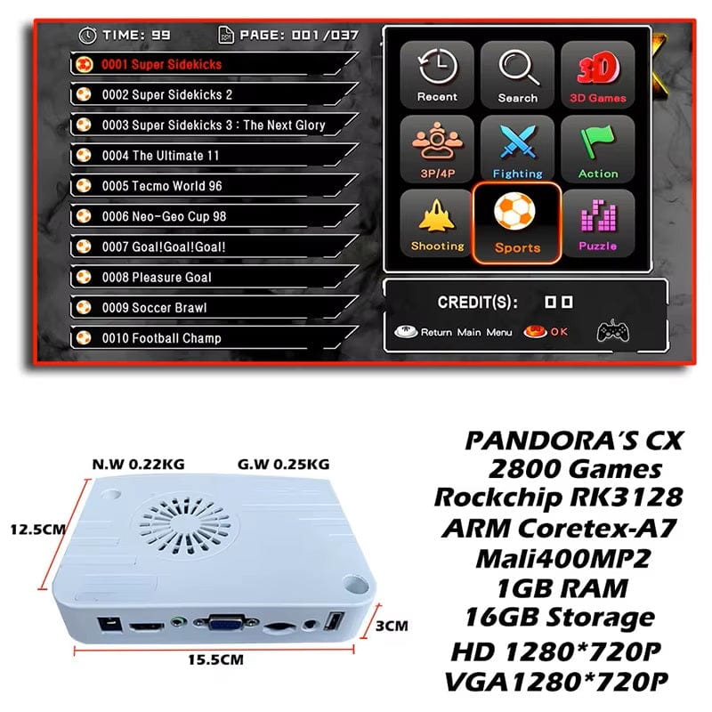 Pandora Saga Box CX 2800 in 1 Arcade Version Joystick Game Console Cab